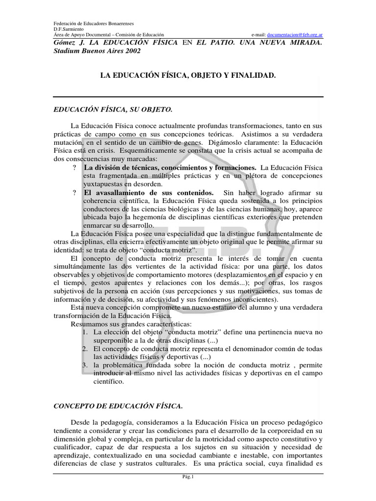 Gomez La educacion fisica en el patio | PDF | Aprendizaje | Enseñando