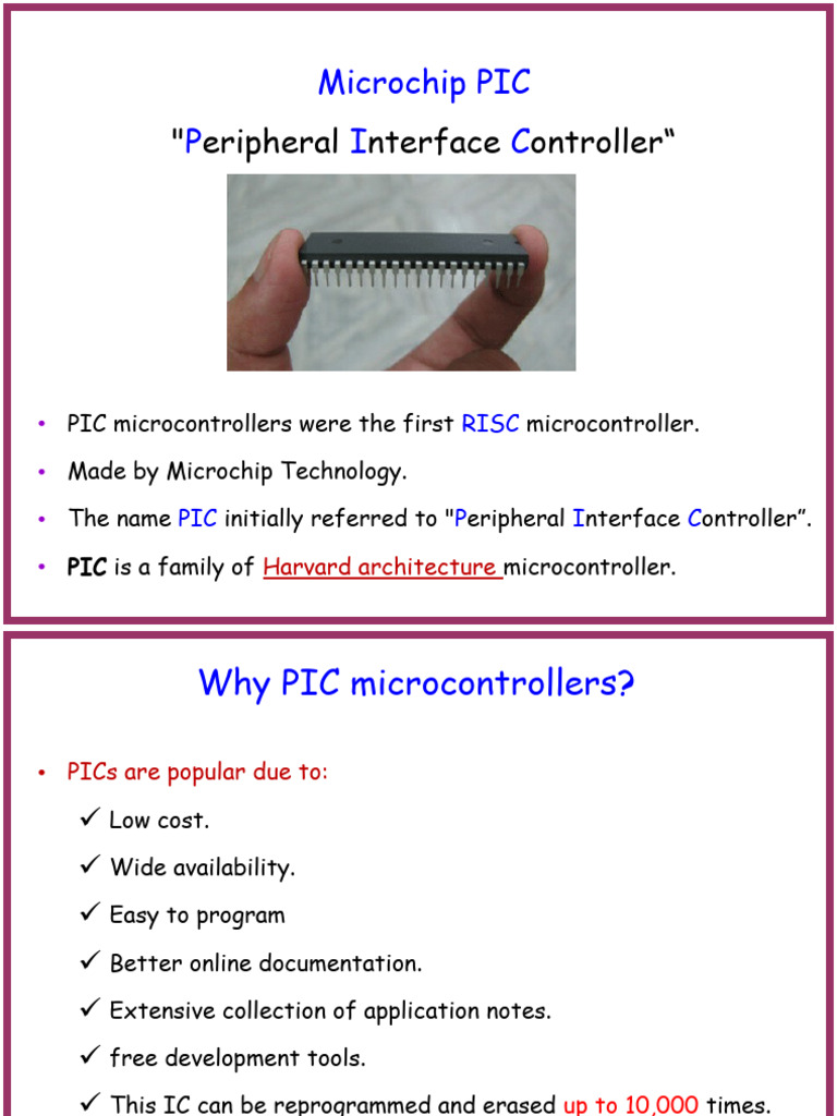 Lecture 02 PIC Microcontrollers Updated | PDF | Microcontroller | Central Processing Unit
