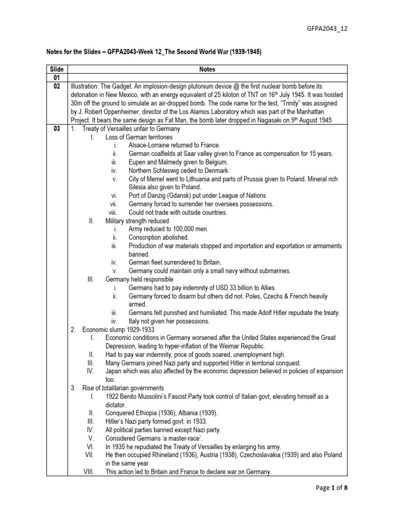 12 - Notes For The Slides - GFPA2043-Week 12 - The Second World War ...