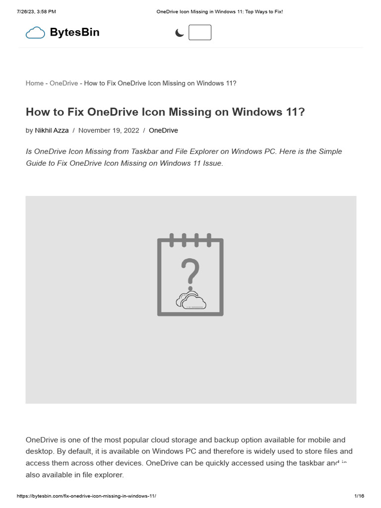 Fixing Missing OneDrive Icon in Windows 11 | PDF | Windows Registry ...