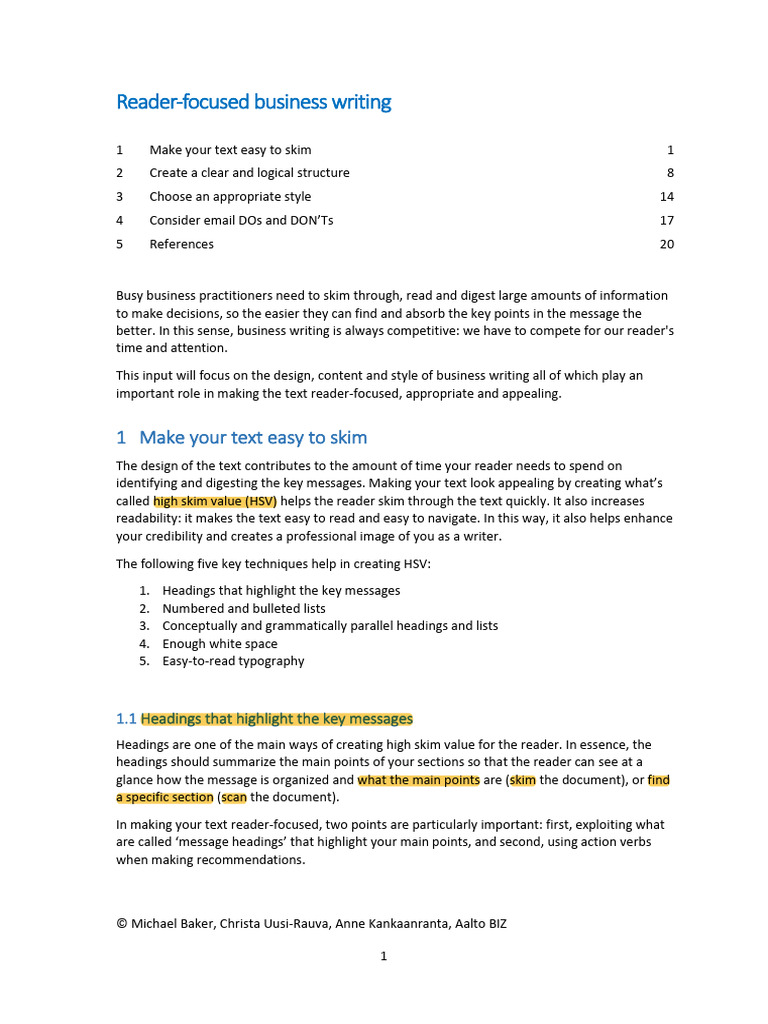 Input 7. Reader-Focused Business Writing | PDF | Career & Growth | Business