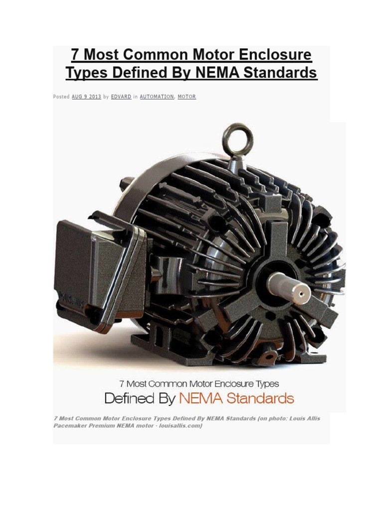 NEMA Motor Enclosure Types Explained | PDF | Electric Motor | Physical ...