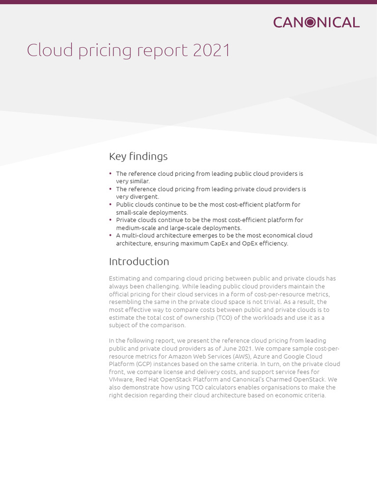 Cloud Pricing Report 2021 22.07.21 | PDF | Cloud Computing | Open Stack