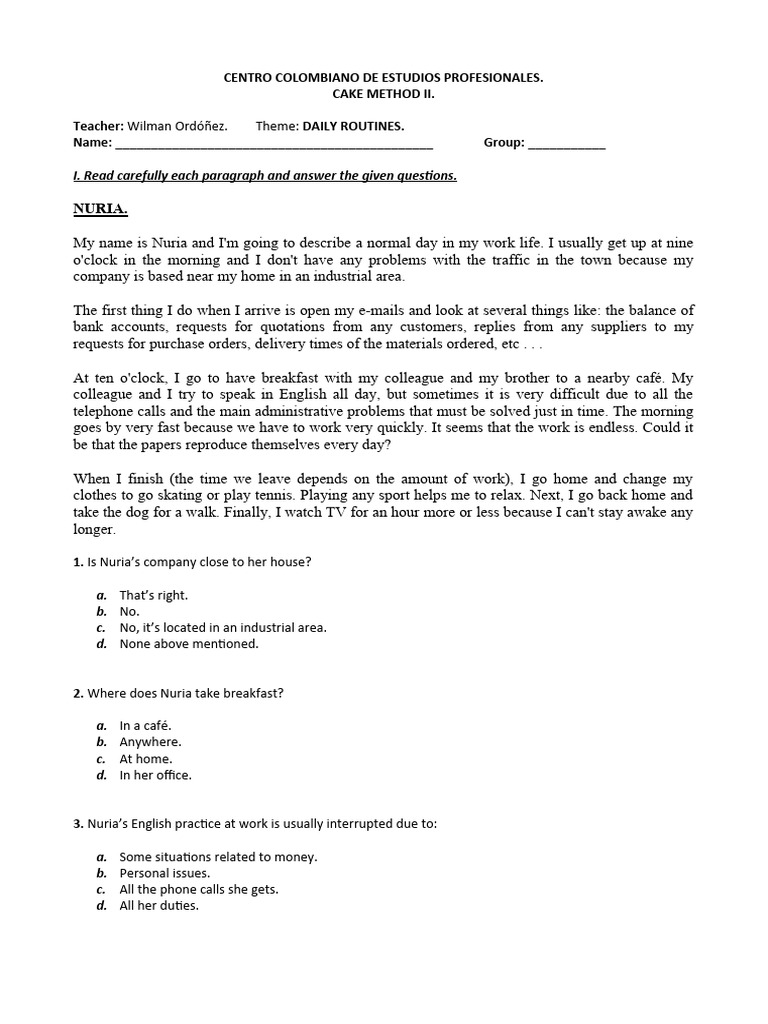 Daily Routines Taller 1 | PDF | Social Science | Language Arts & Discipline