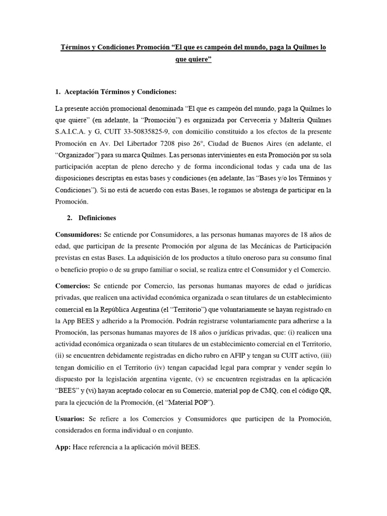 Bases y Condiciones | PDF | Propiedad intelectual | Los consumidores