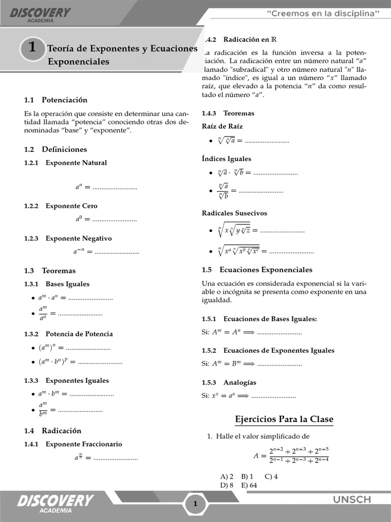 Álgebra S1-S6 | PDF | Exponenciación | Variable (Matemáticas)
