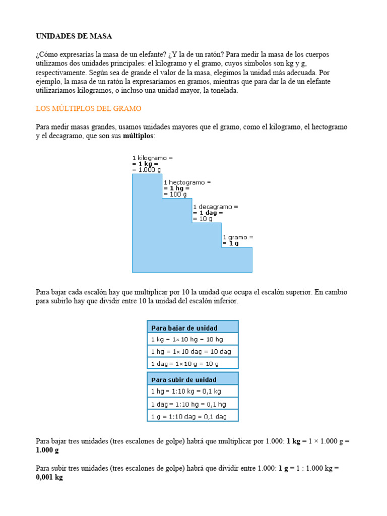 Unidades de Masa | PDF | Kilogramo | Medida Geométrica