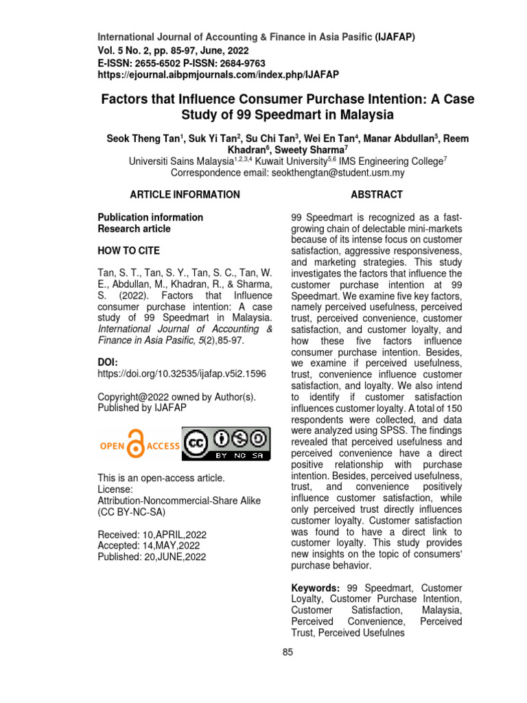 Factors That Influence Consumer Purchase Intention | PDF | Behavior | Customer Satisfaction