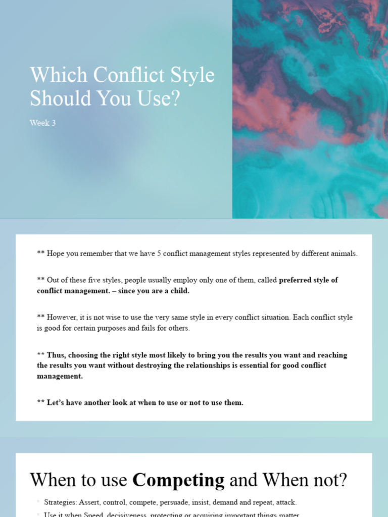 Week 3 - Conflict Management Styles2 | PDF | Anger | Self Awareness