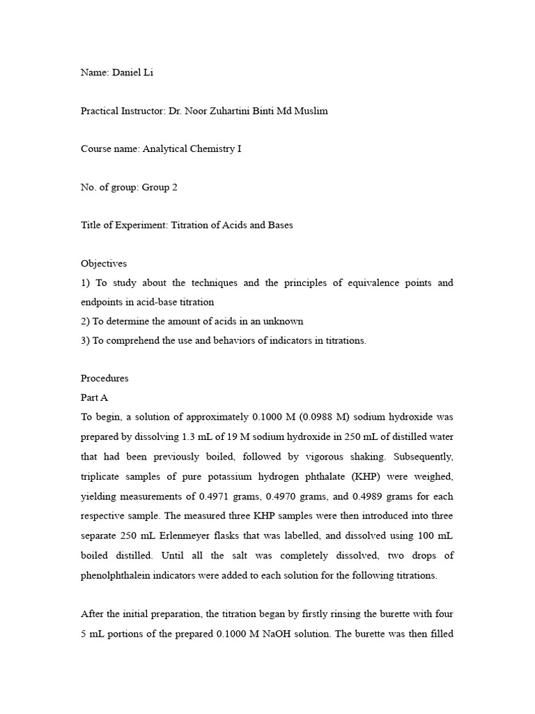 Lab Report Practical 7 (Analytical Chem) | PDF
