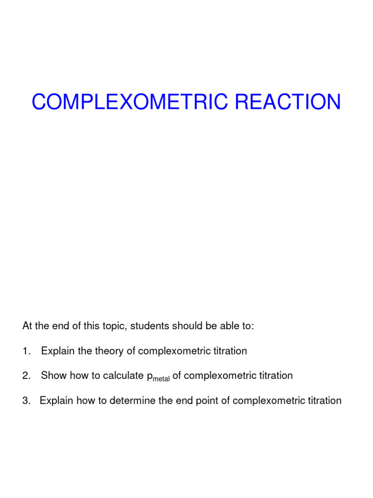 Complexometric Reaction | PDF