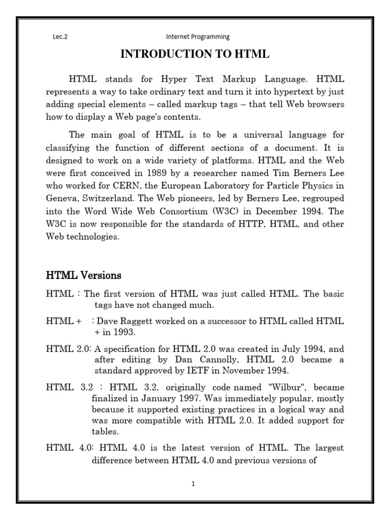 Internet Programming | PDF | Html | Html Element