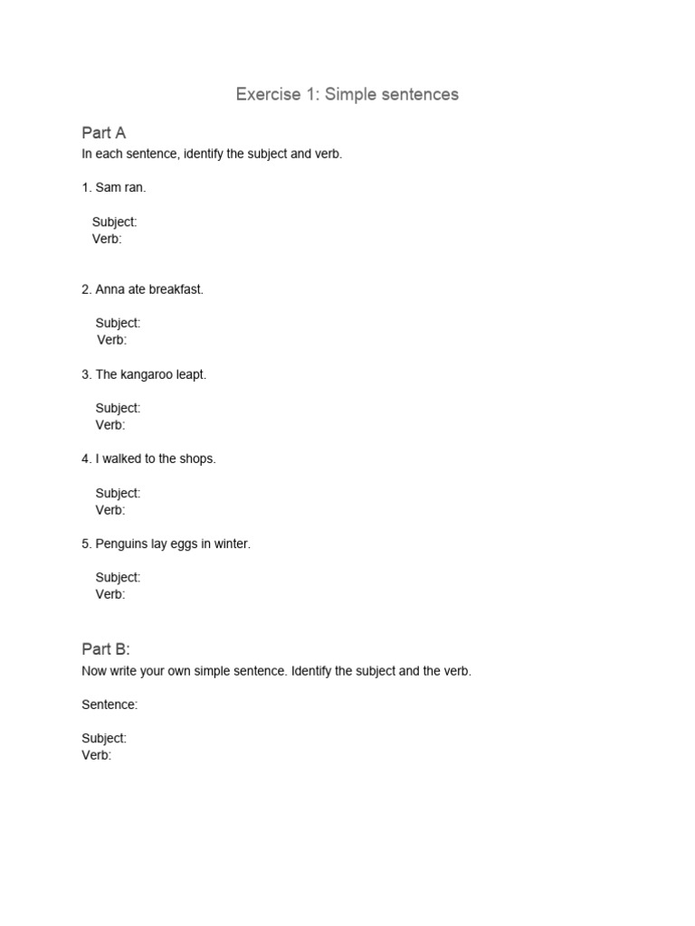 Sentence Structure Exercises | PDF | Subject (Grammar) | English Grammar