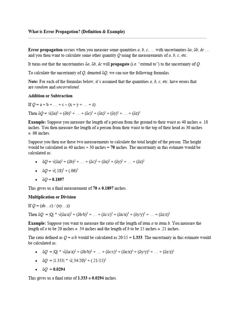 What Is Error Propagation | PDF
