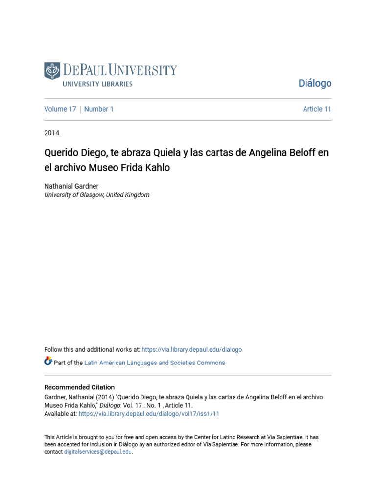 Ensayo. Querido Diego, Te Abraza. | PDF | Novelas | Amor