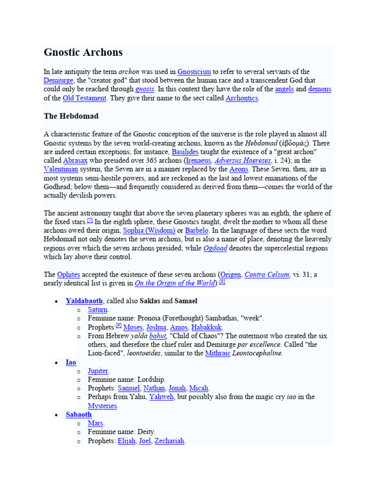 Gnostic Archons | PDF | Religious Cosmologies | Spirituality