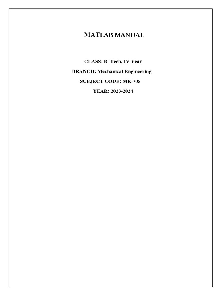 Matlab_manual | PDF | Matlab | Eigenvalues And Eigenvectors