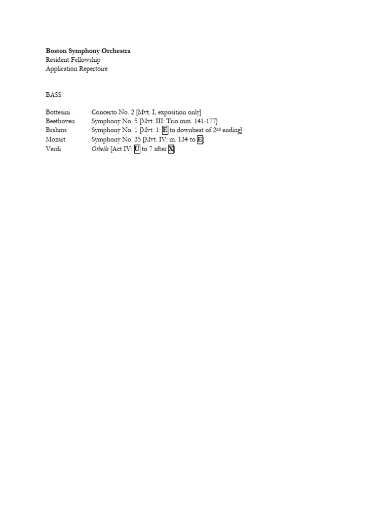 BSO Bass Audition | PDF