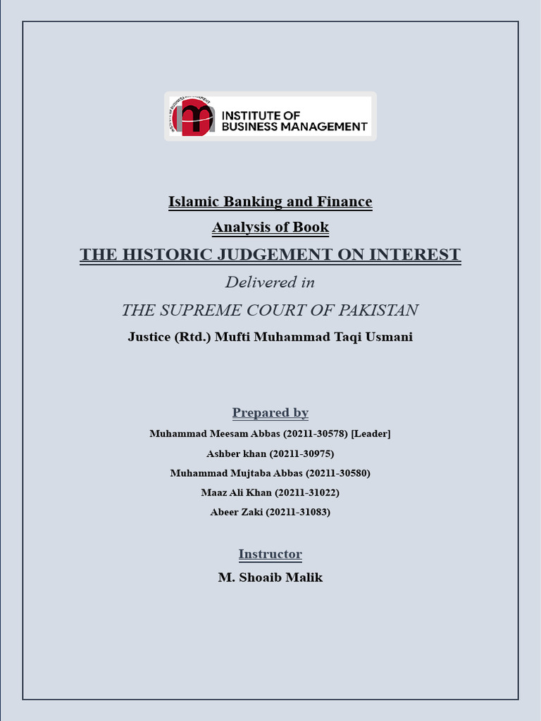 Islamic Banking and Finance Group Assignment | PDF | Islamic Banking And Finance | Interest