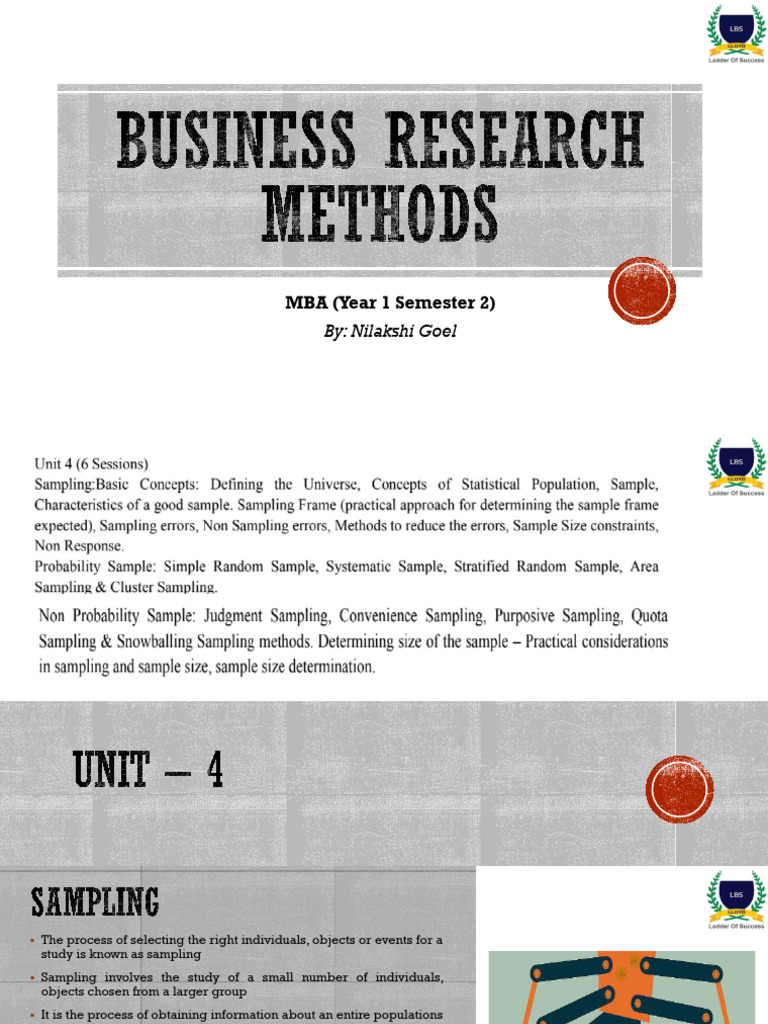 Unit 4 | PDF | Sampling (Statistics) | Survey Methodology