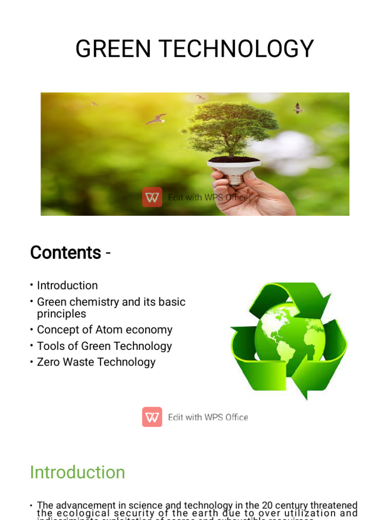 Green Technology | PDF | Chemistry | Green Chemistry