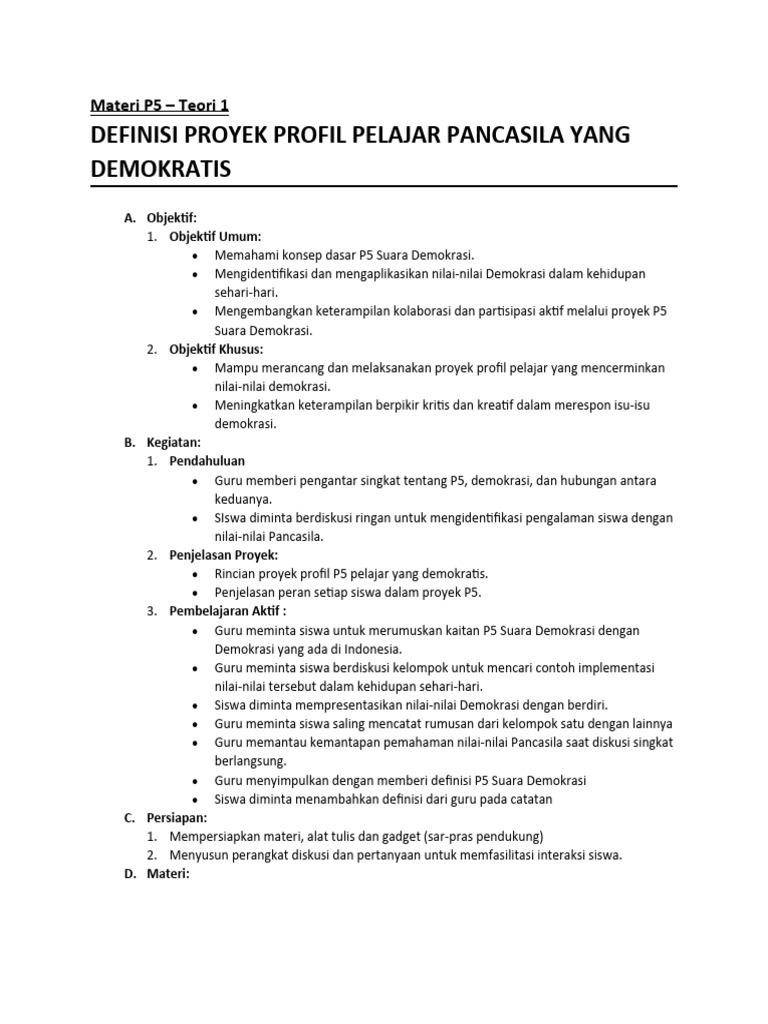 Materi P5 - Definisi Suara Demokrasi P5 | PDF