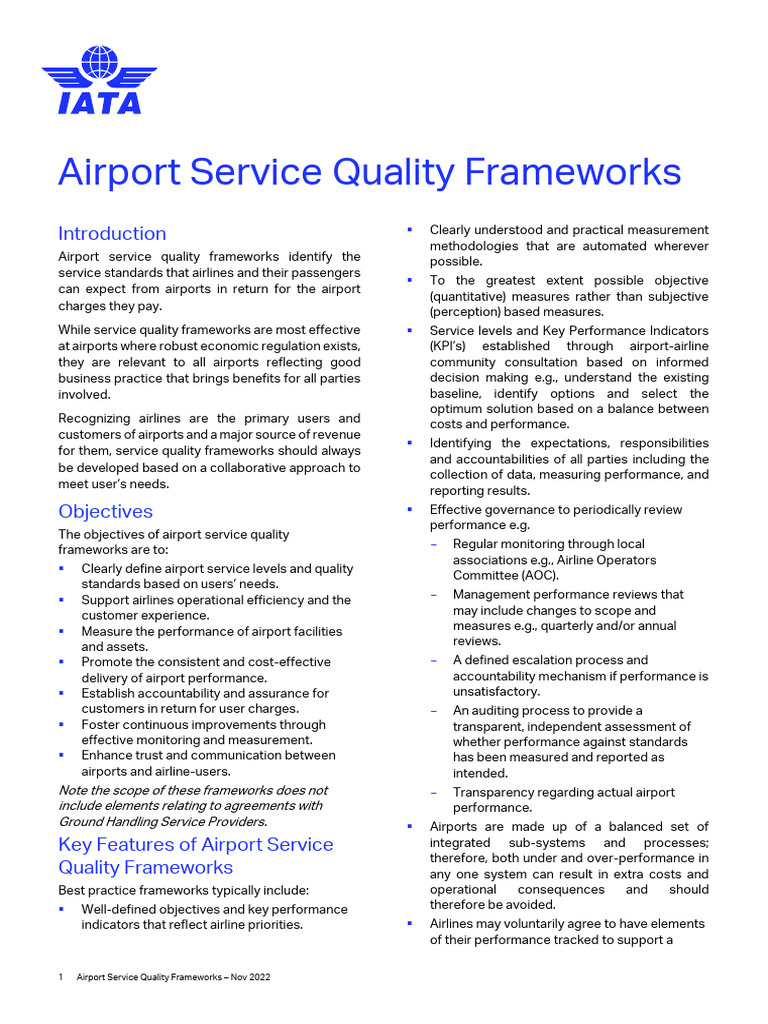 Airport Service Quality Frameworks | PDF