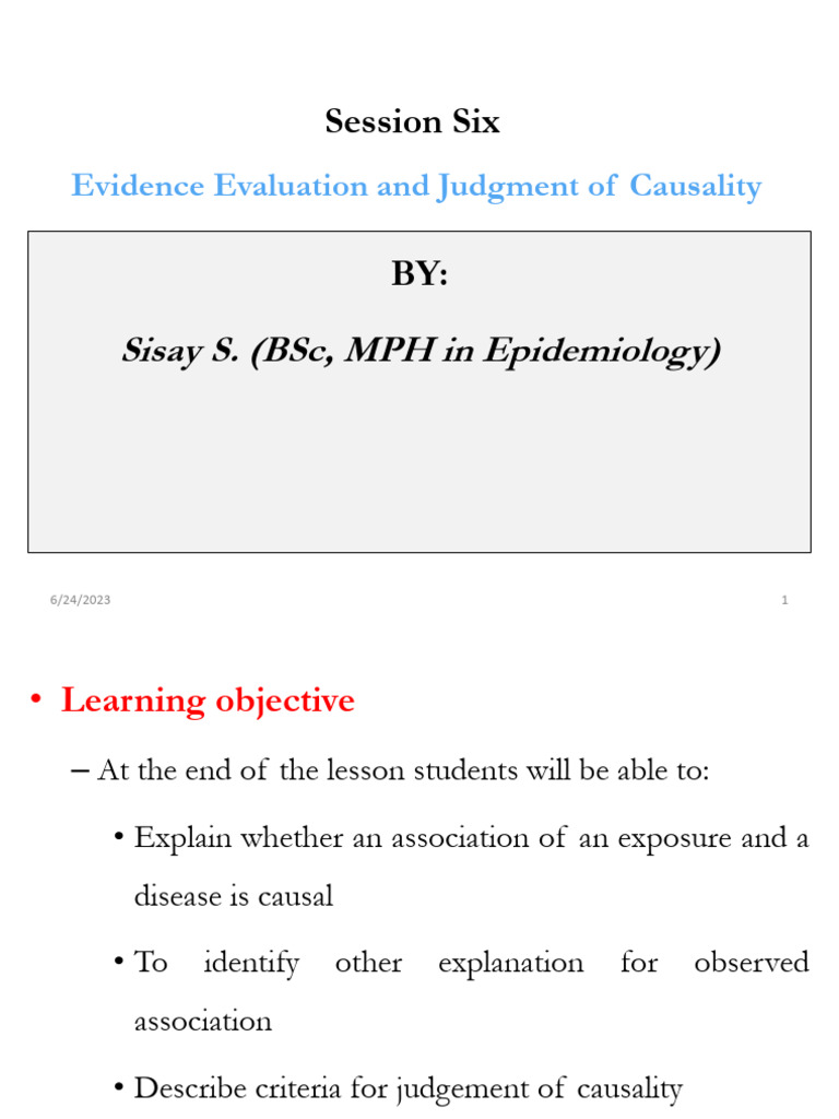 6. Session Six Evidence Evaluation & Causality | PDF | Confounding | Causality