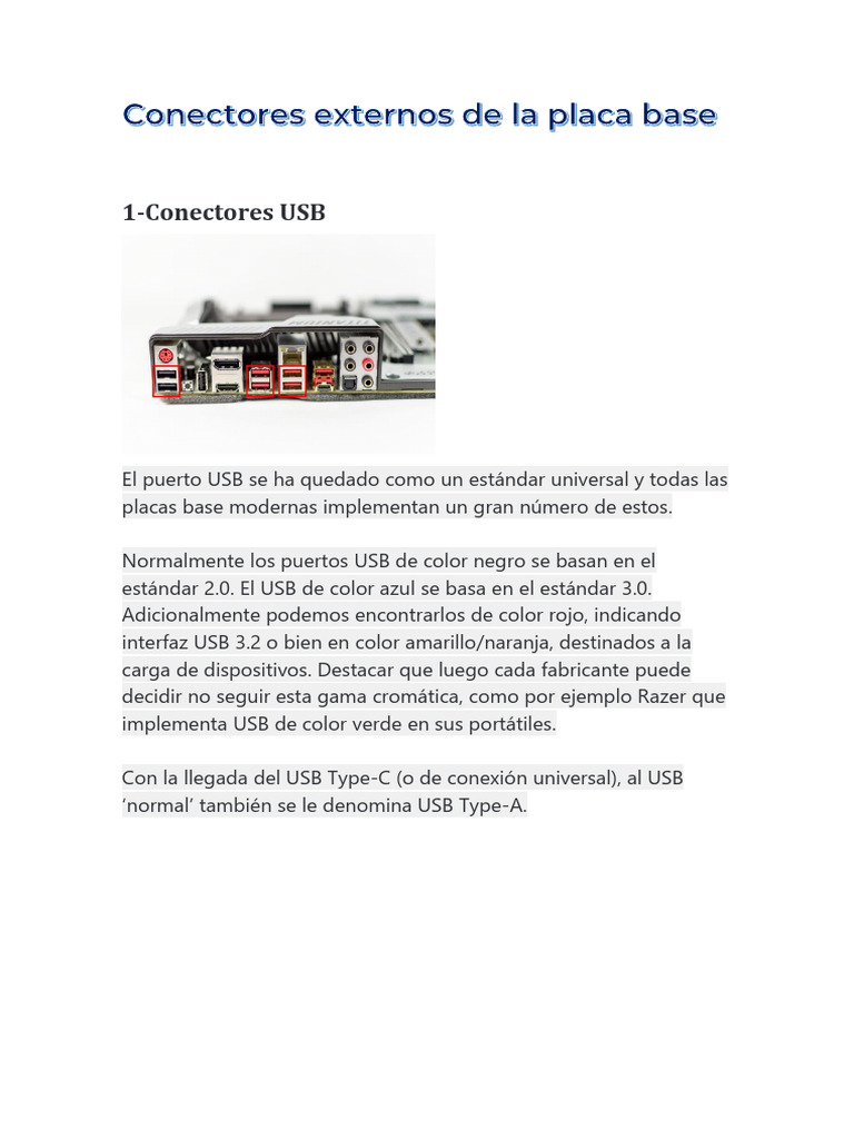 Conectores Externos en Placas Base | PDF | USB | Hdmi