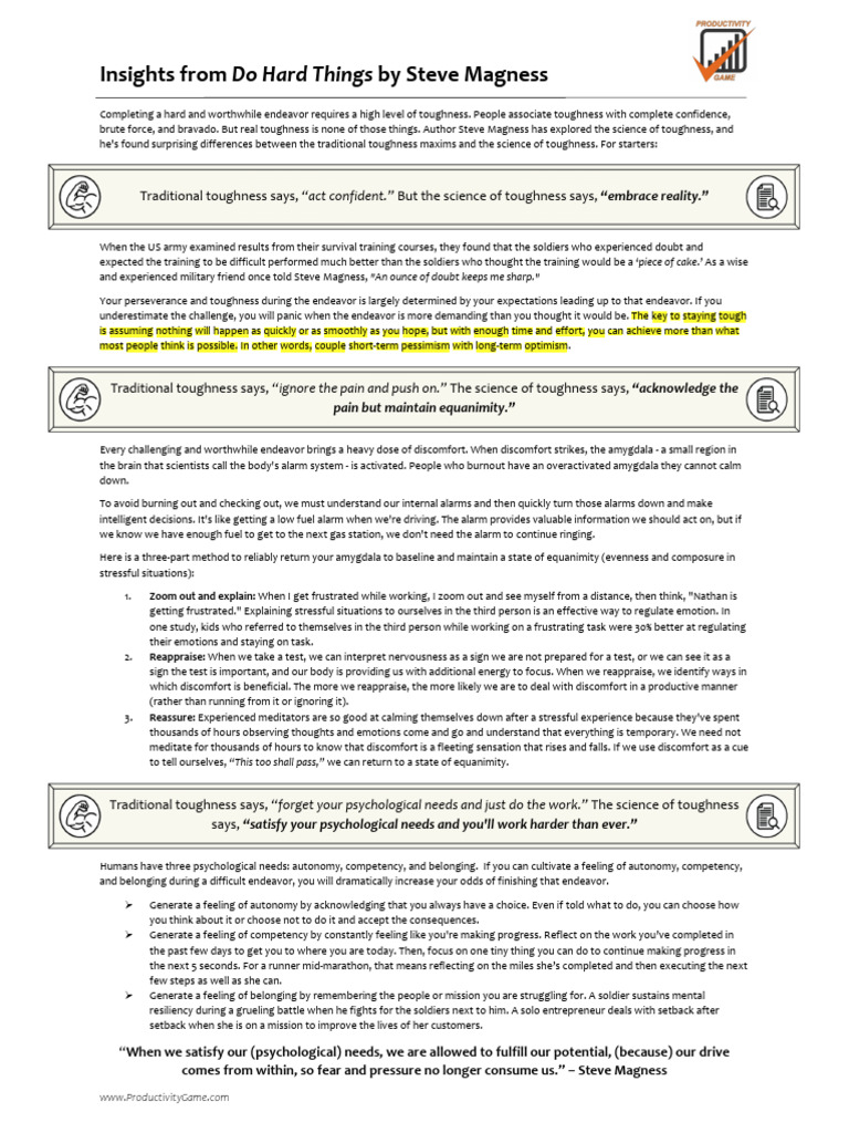 Do Hard Things | Download Free PDF | Emotions | Cognitive Psychology