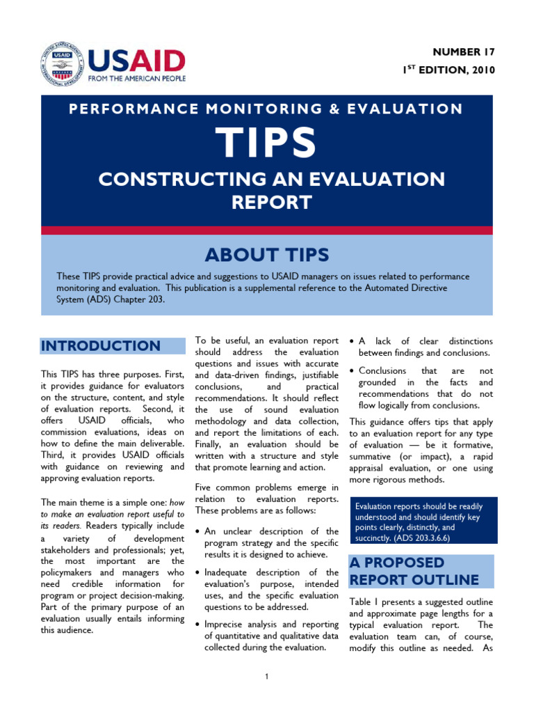 Evaluation Report Construction Tips | PDF