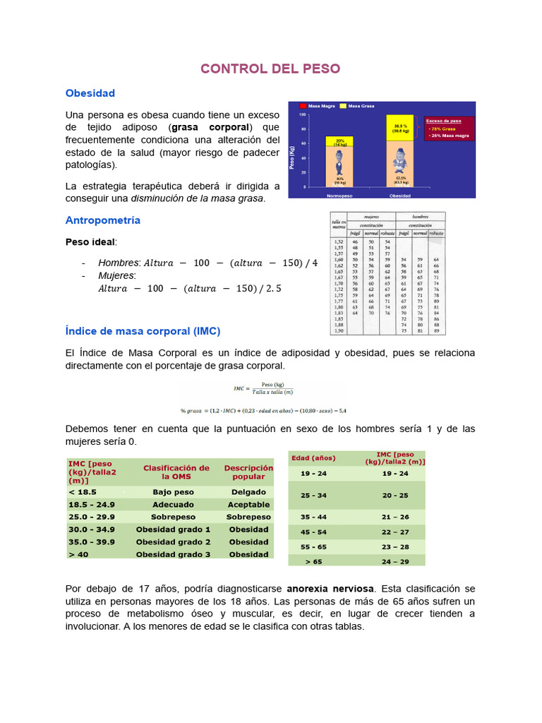 Control del Peso y Salud Corporal | PDF | Obesidad | gordo