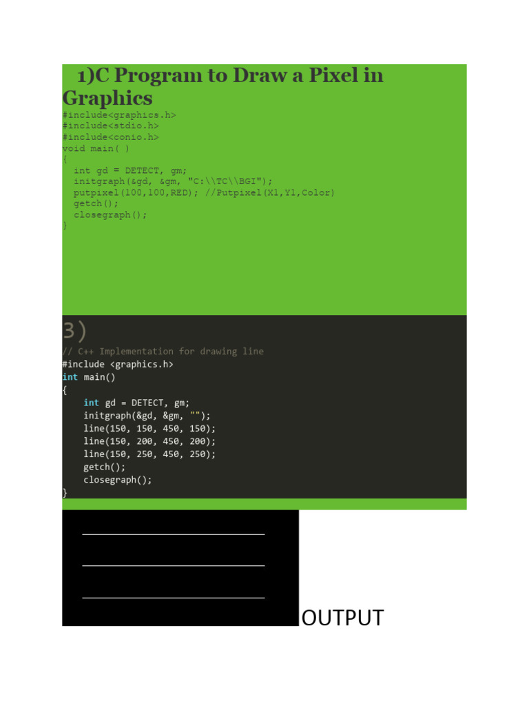 C Program To Draw A Pixel in Graphics | PDF | Graphics | Computer Graphics C Program To Draw A Pixel in Graphics | PDF | Graphics | Computer Graphics