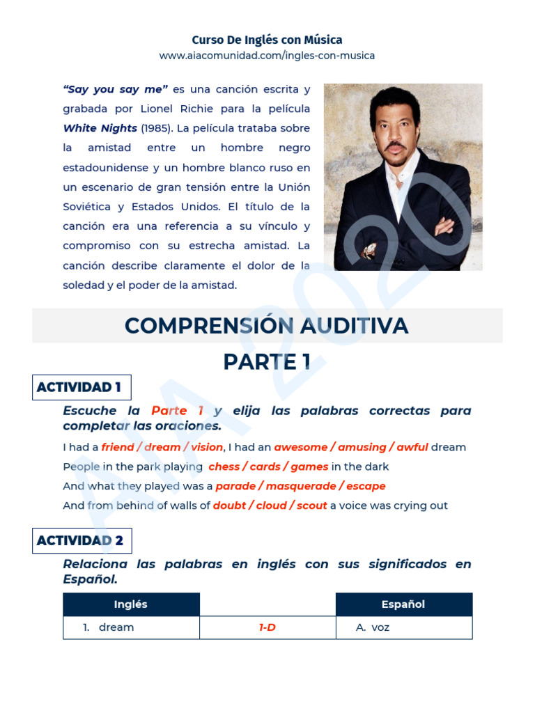 PDF Say You Say Me - Spanish Version | PDF