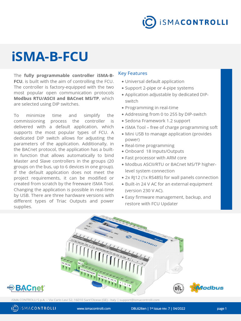 iSMA B FCU - Datasheet | PDF | Power Supply | Computer Science
