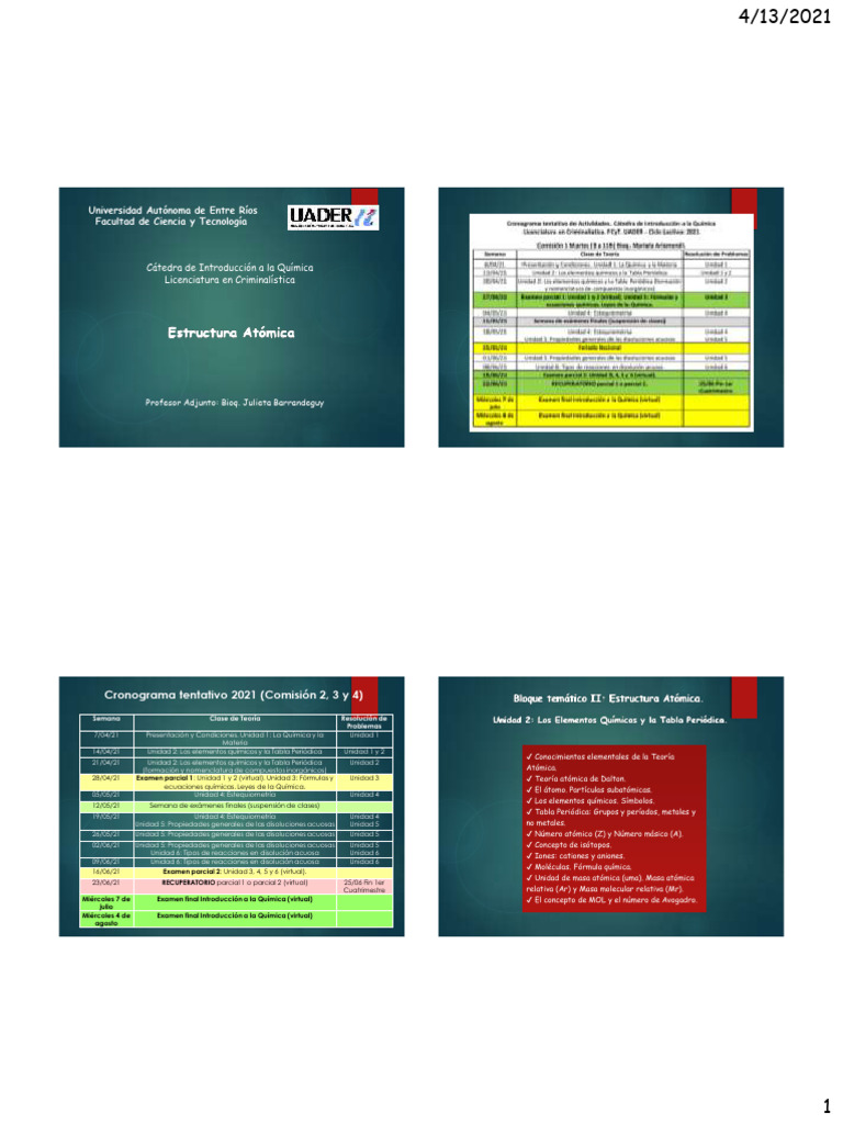 Unidad 2 Parte 1 | PDF | Química | Átomos
