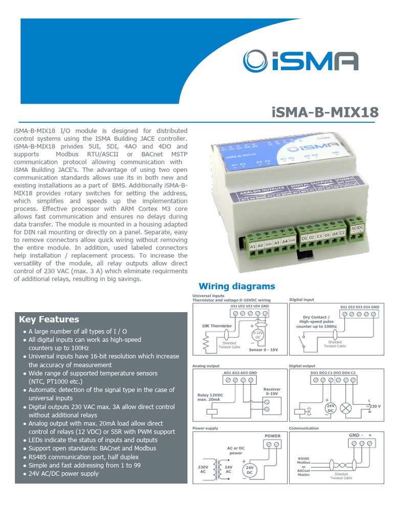 iSMA-B-MIX38: Universal I/O Module | PDF | Electrical Components | Physical Quantities