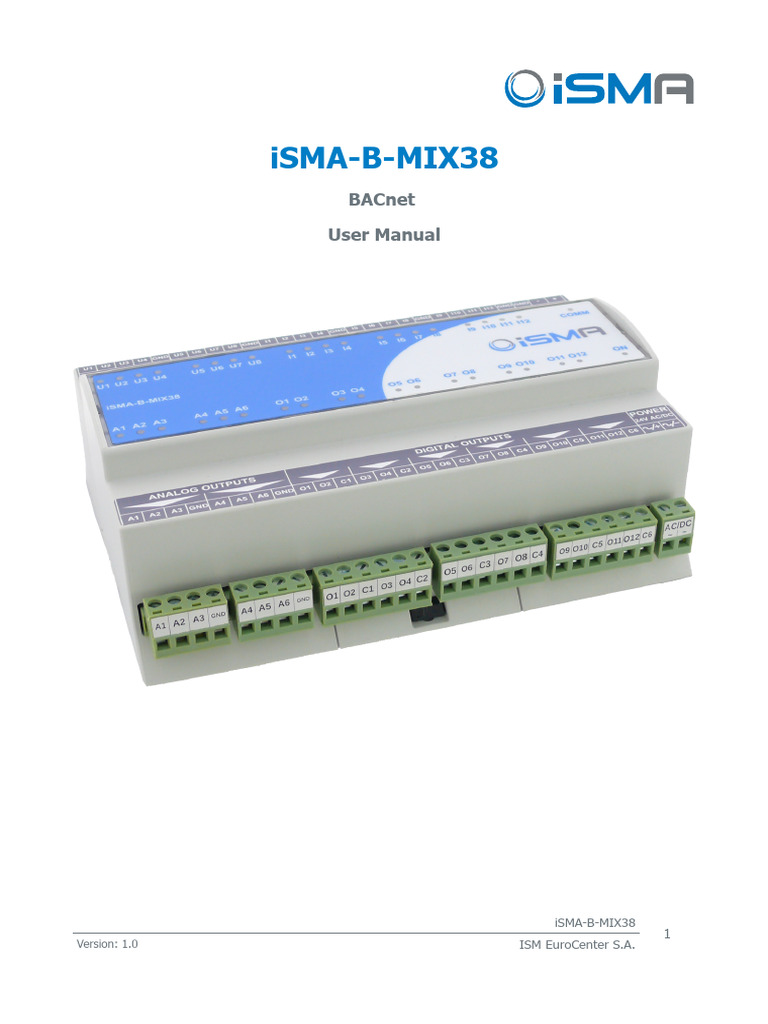 Manual Isma-B-Mix38 Bacnet en v1.0 | PDF | Relay | Power Supply