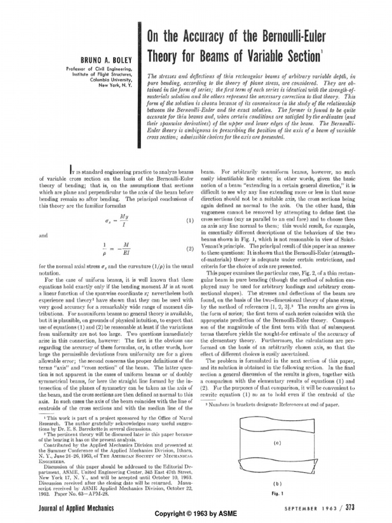 1963 - On The Accuracy of The Bernoulli-Euler Theory For Beams of ...