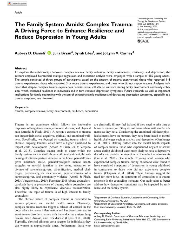 The Family System Amidst Complex Trauma A Driving Force To Enhance ...