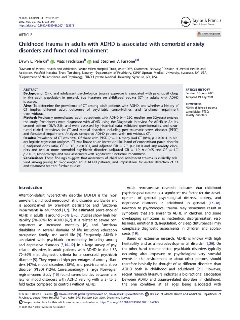 ADHD, Childhood Trauma, and Anxiety Links | PDF | Mental Disorder ...