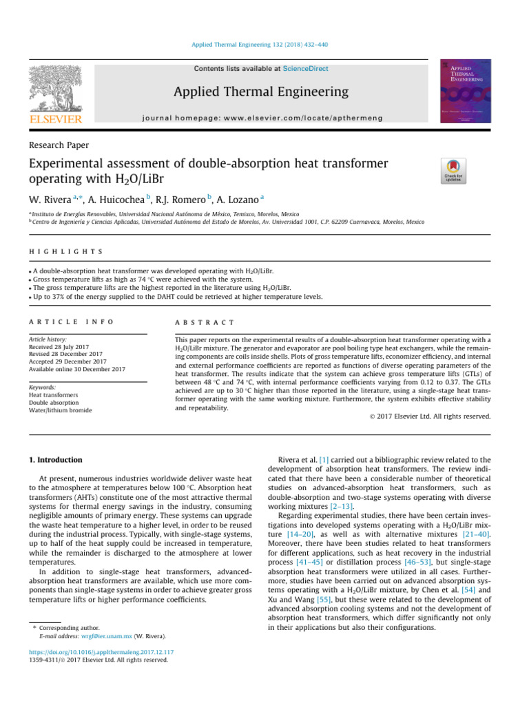 Double-Absorption Heat Transformer Study | PDF | Heat Exchanger | Heat