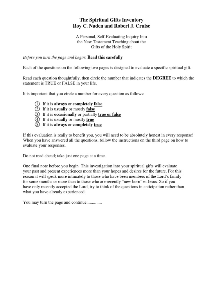 Spiritual Gifts Inventory | Download Free PDF | Spiritual Gift | Jesus