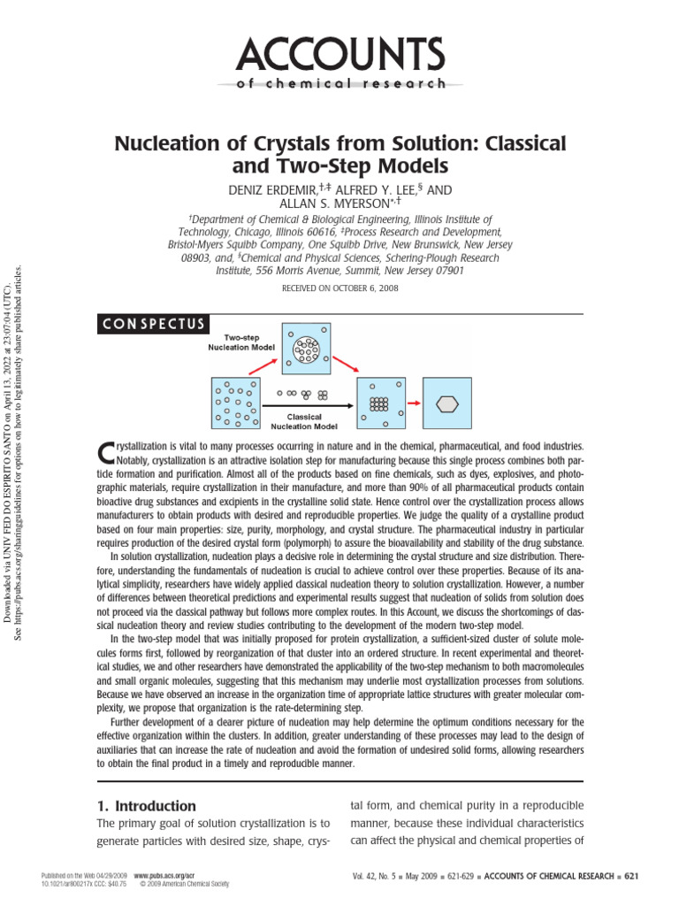(2008) Nucleation of Crystals From Solution (Classical and Two-Step Models) - Deniz Erdemi | PDF ...
