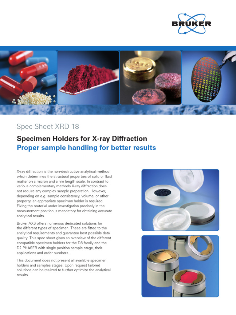 Spec Sheet XRD 18: Specimen Holders For X-Ray Diffraction | PDF | X Ray ...