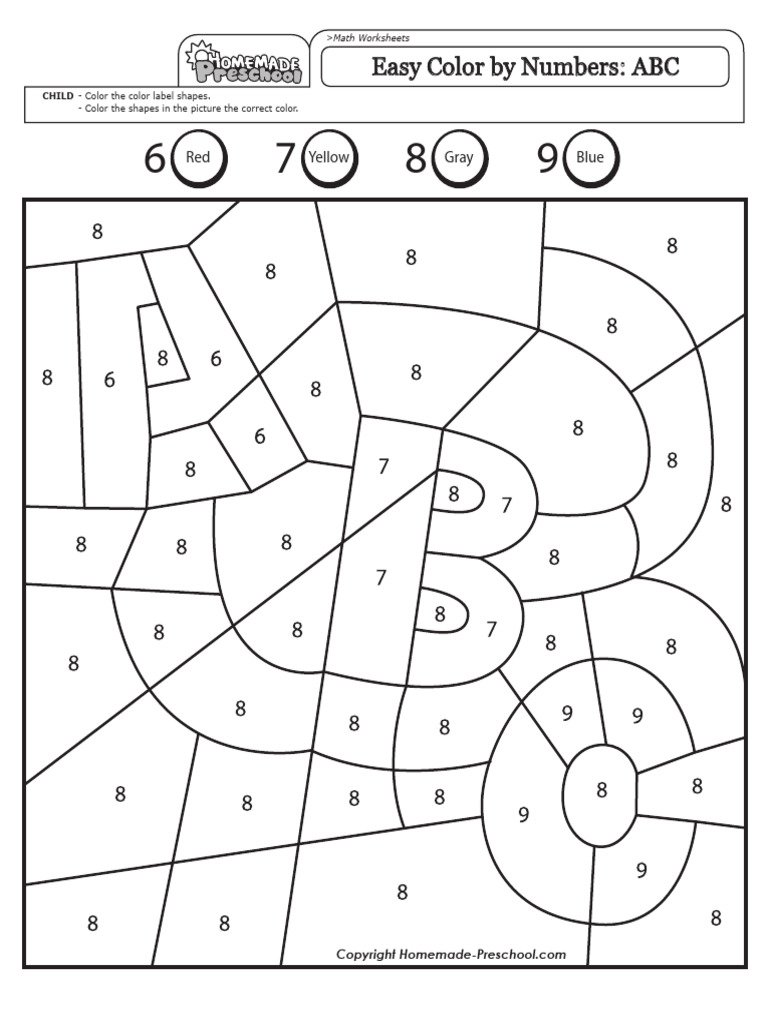 Color by Numbers Easy ABC | PDF