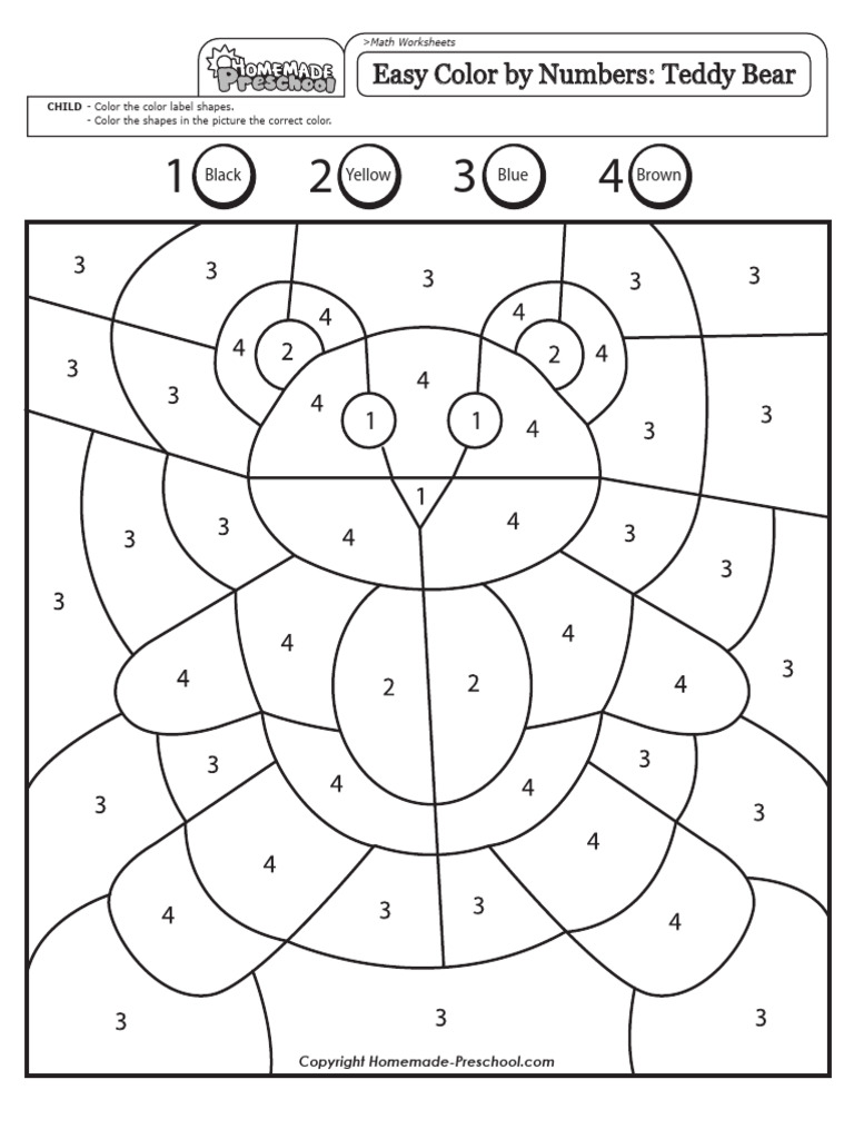 Color by Numbers Easy Bear | PDF
