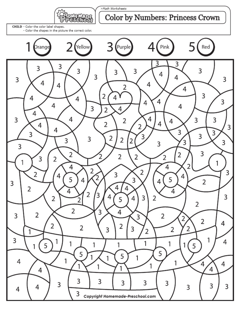 Mw Color by Numbers Princess Crown 1 5 | PDF