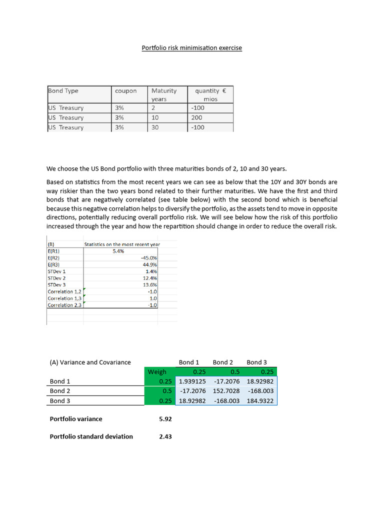Portfolio Risk Minimization Exercise | PDF