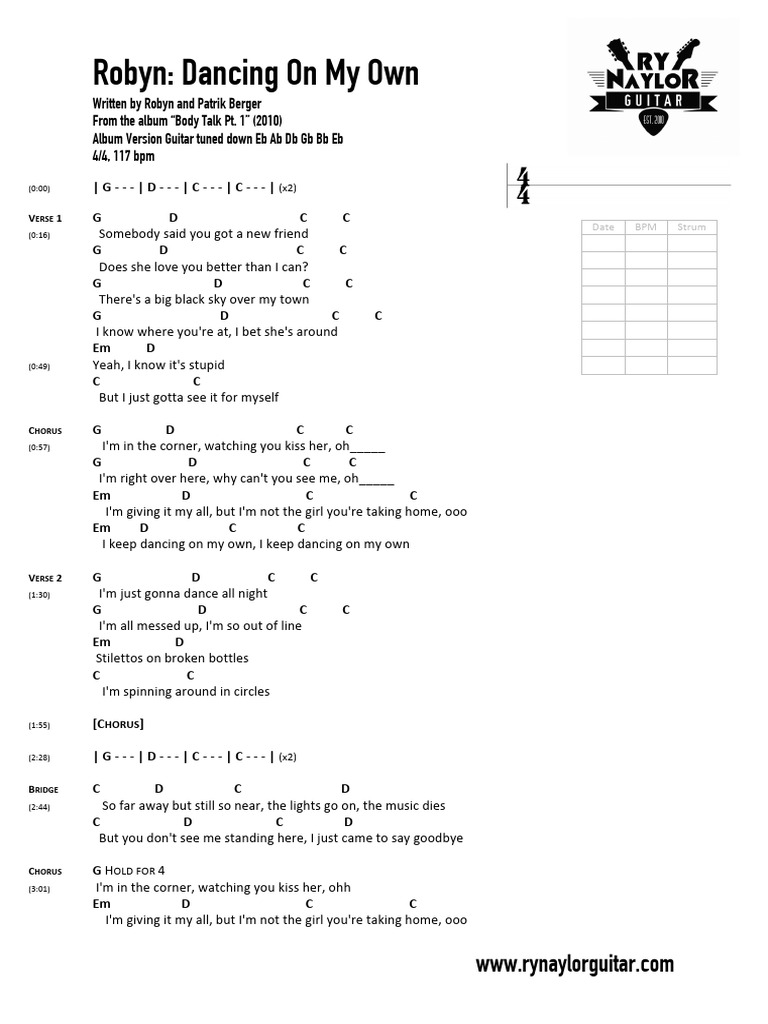 Dancing On My Own SONGSHEET | PDF | Oral Literature | Popular Music
